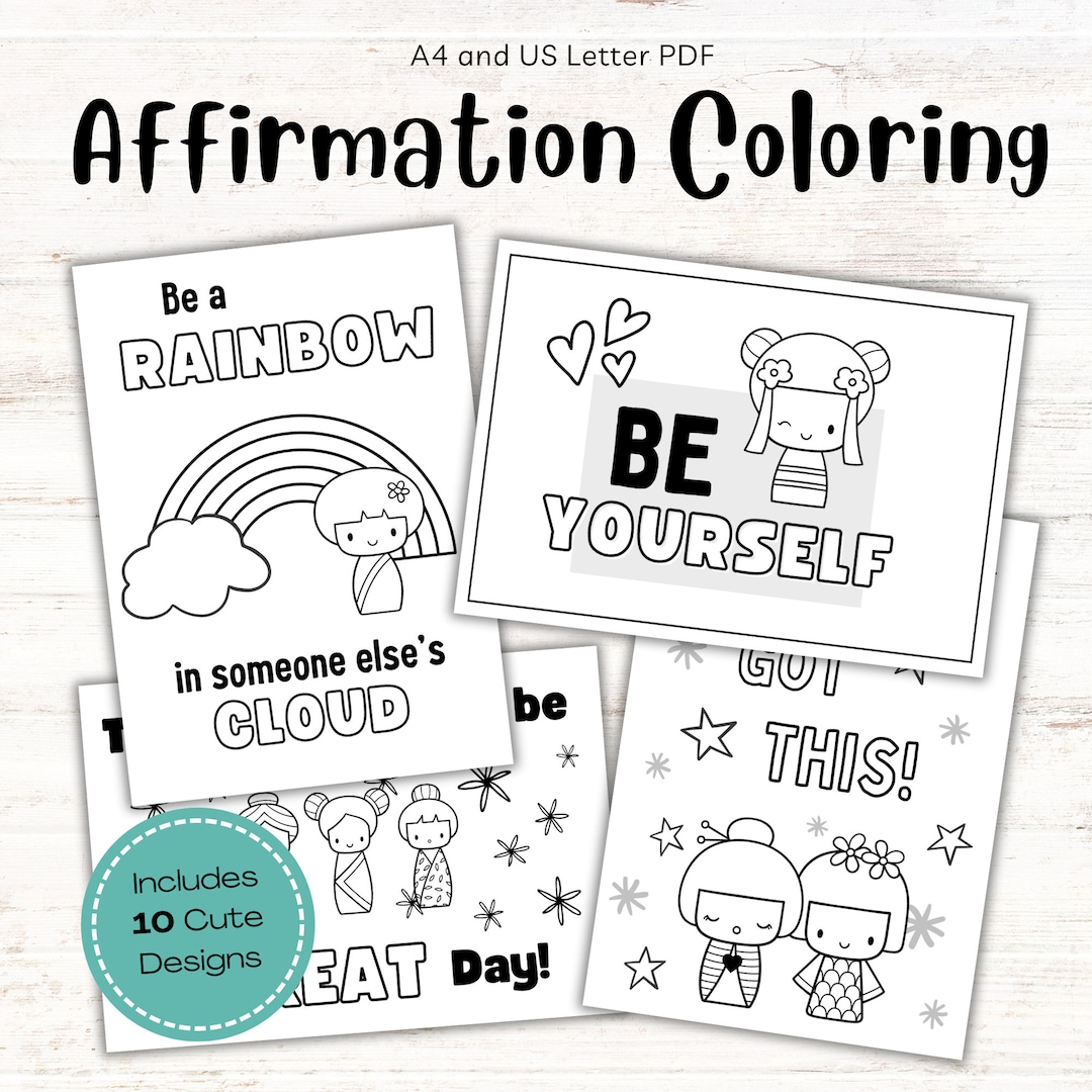 Affirmation Colouring Pages for Kids and Teens, Positive Quotes for ...