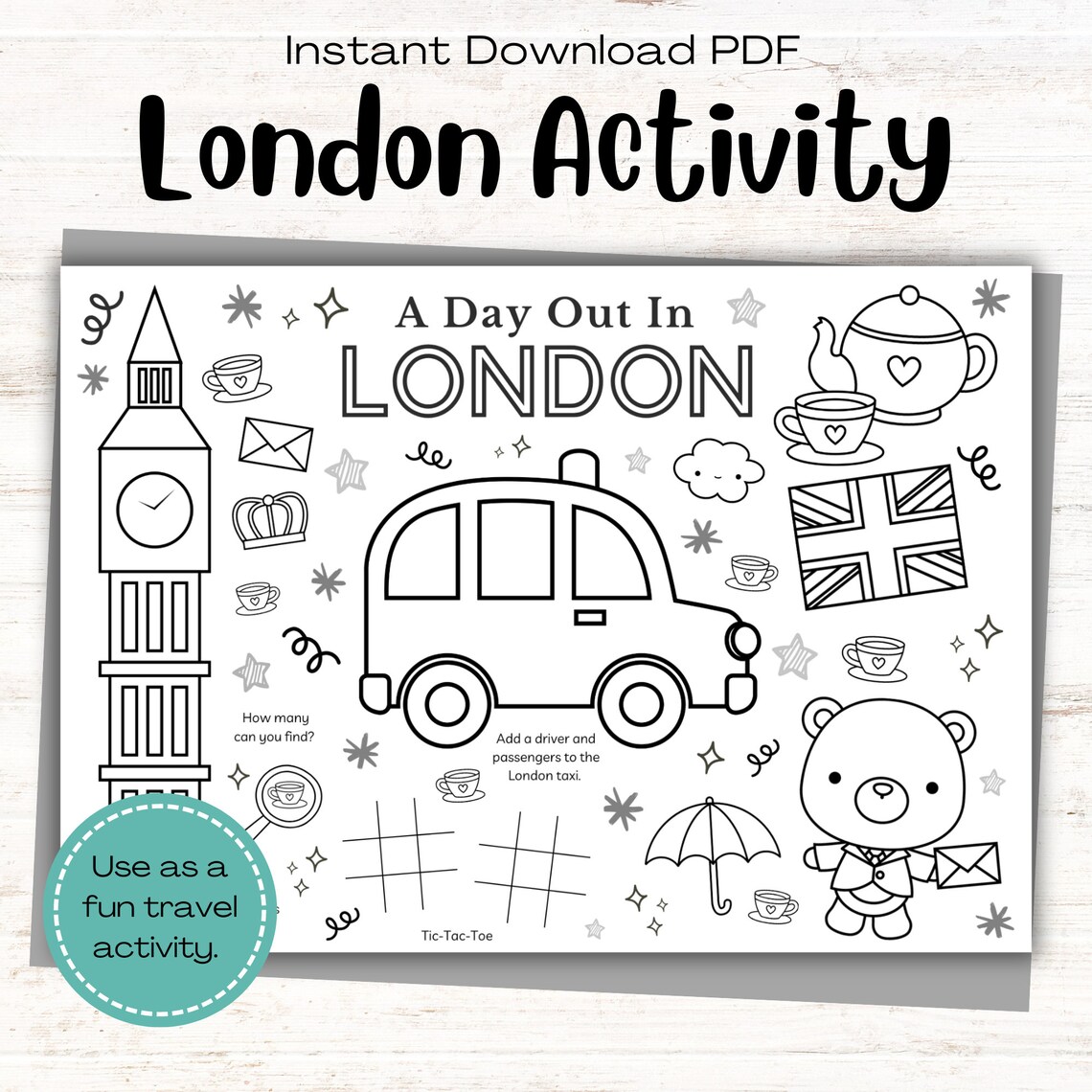 Printable Kids London Activity and Coloring Page - Etsy