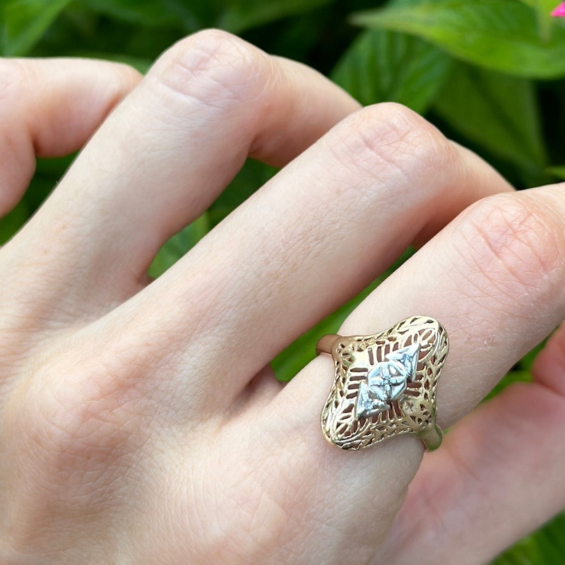 Art Deco Filigree Ring - Etsy