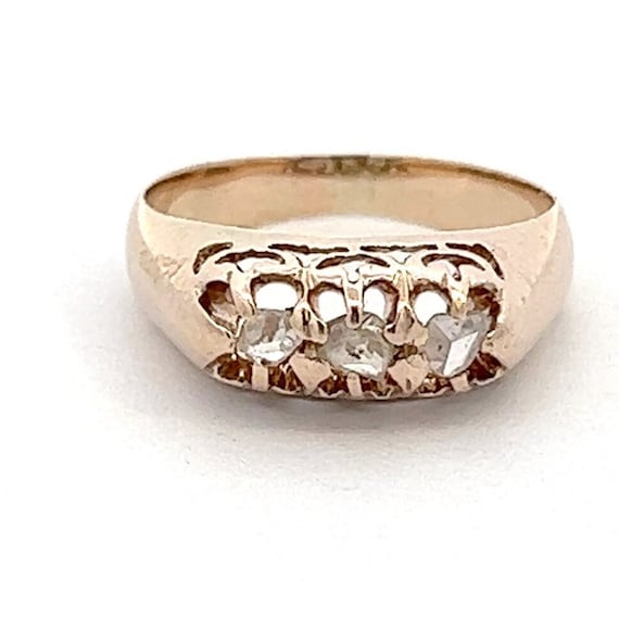 Size 4 Vintage Rough Cut Diamond Wedding Ring 14kt Go… - Gem