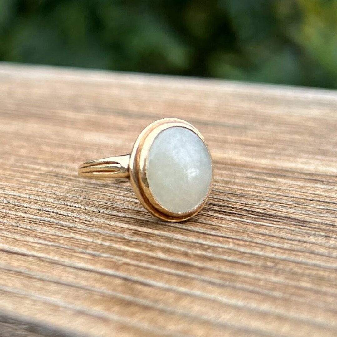 Vintage Size 4 3/4 Oval Jade Ring, 10kt Real Jade Ring, Jade Ring for ...