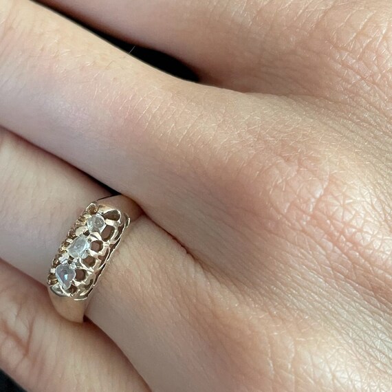 Size 4 Vintage Rough Cut Diamond Wedding Ring 14kt Go… - Gem