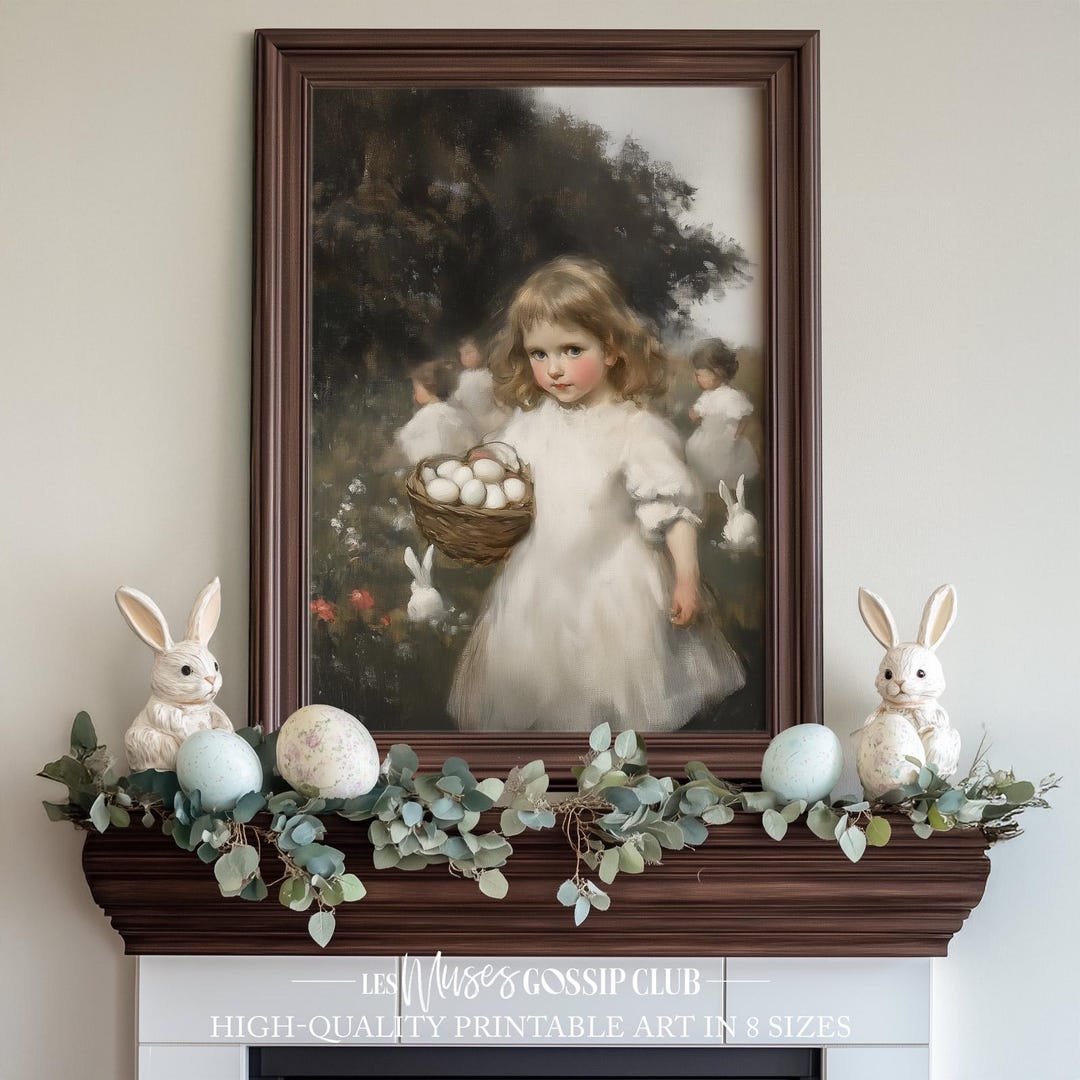 Easter Oil Painting, Dark Academia Egg Hunting Printable, Traditional ...