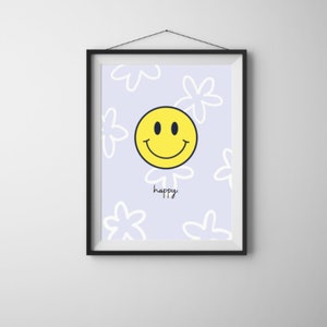 Smiley Face Wall Art Print | High-quality Instant Download | Indie Room ...