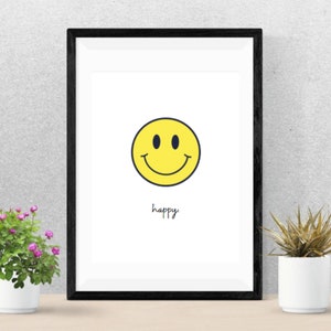 Smiley Face Wall Art Print | High-quality Instant Download | Indie Room ...