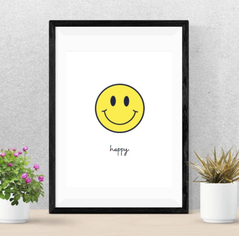 Smiley Face Wall Art Print | High-quality Instant Download | Indie Room ...