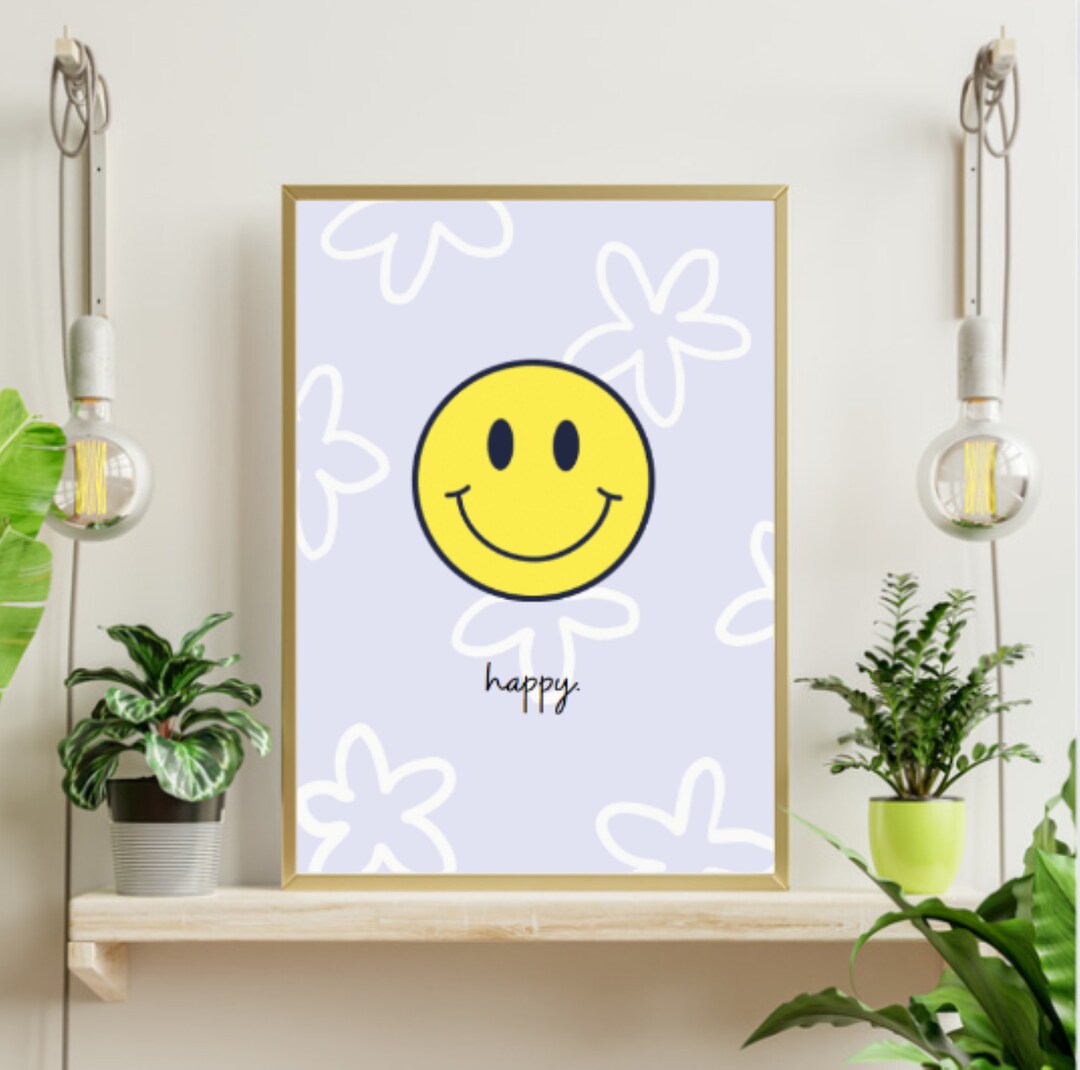 Smiley Face Wall Art Print | High-quality Instant Download | Indie Room ...
