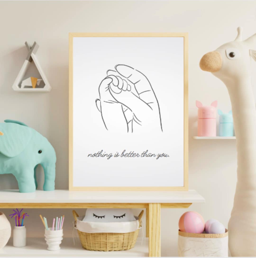 Mother and Baby Handprint Art Wall Art Print for Nursery - Etsy