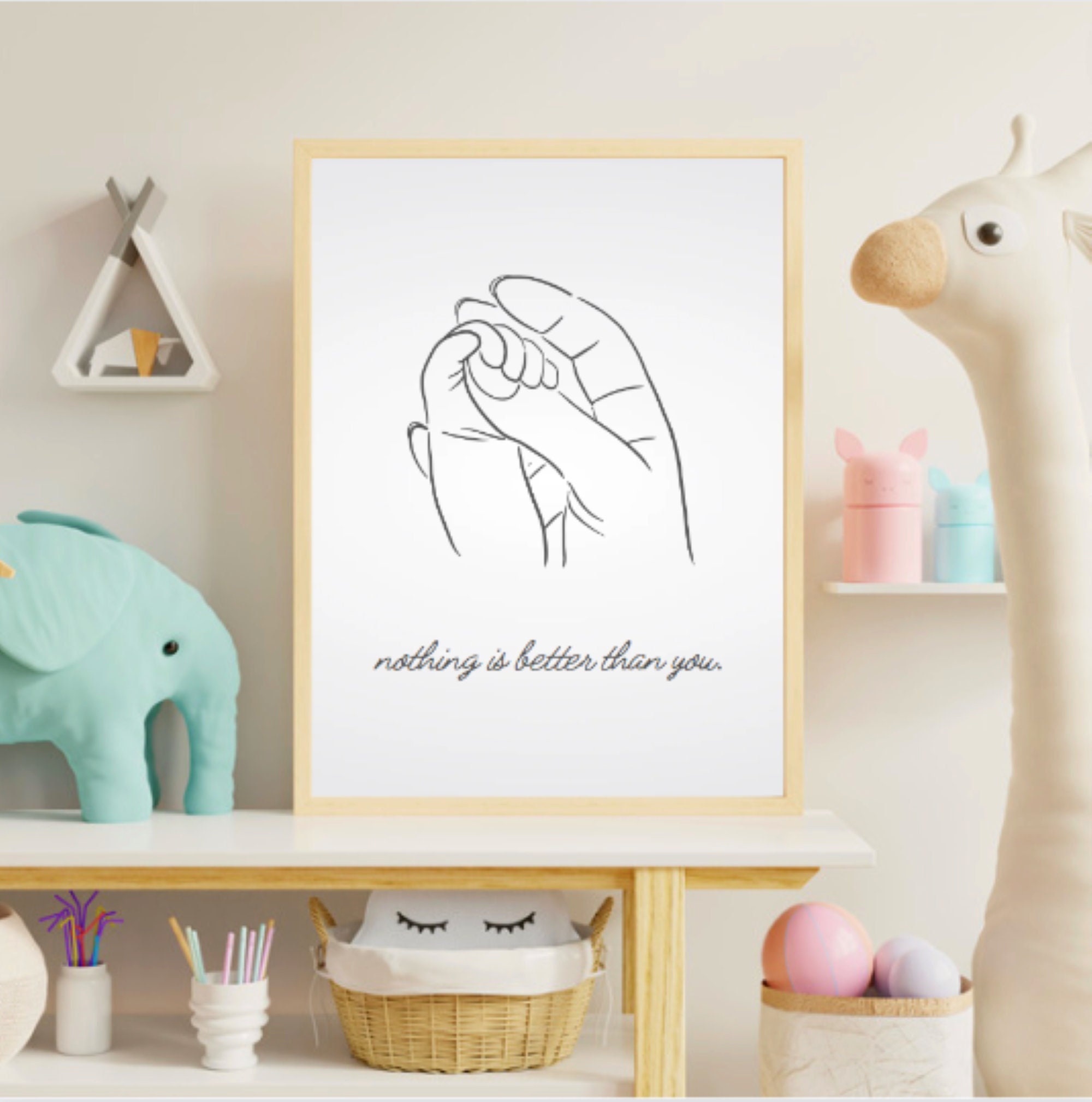 Mother and Baby Handprint Art Wall Art Print for Nursery - Etsy