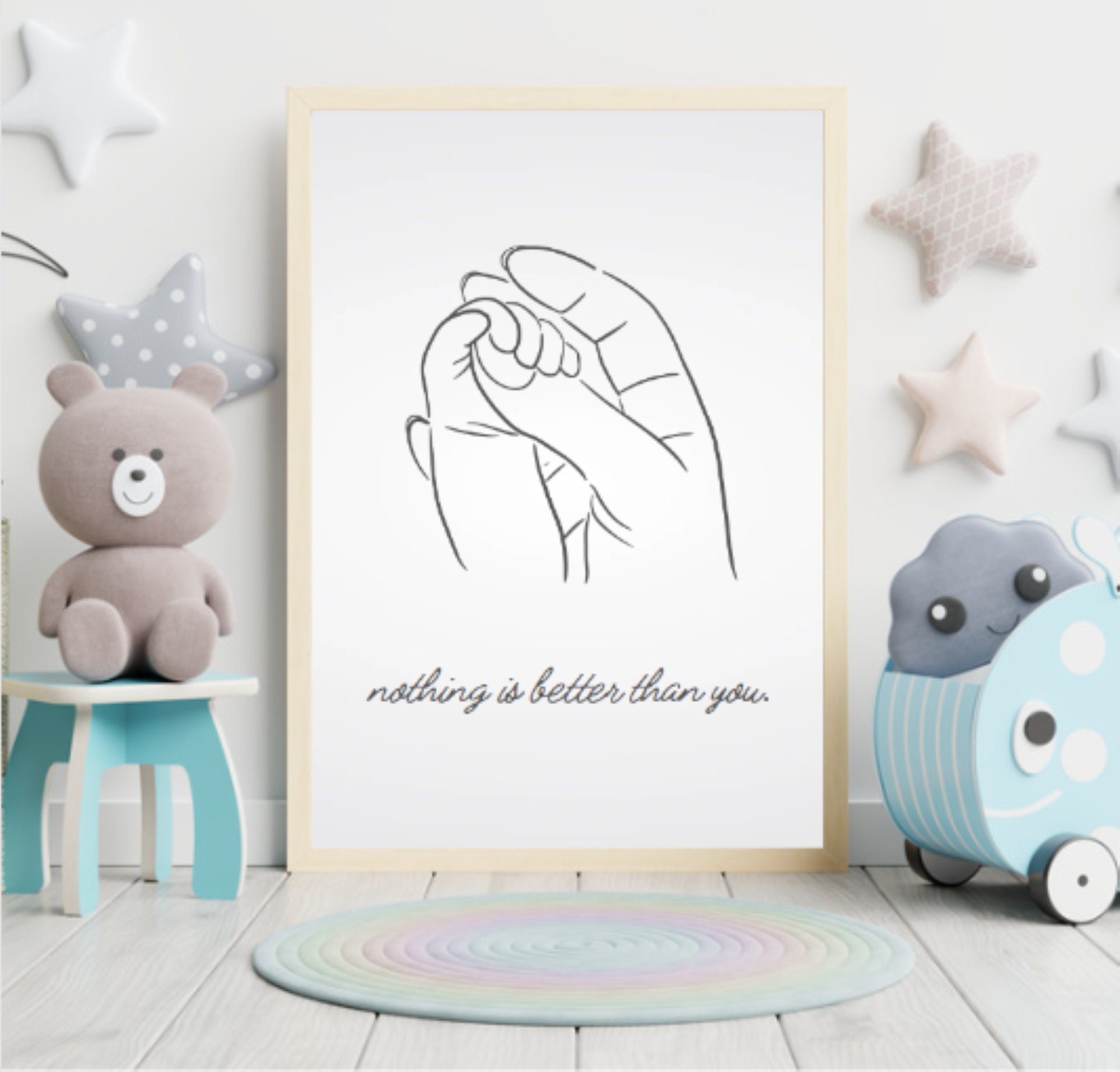 Mother and Baby Handprint Art Wall Art Print for Nursery - Etsy