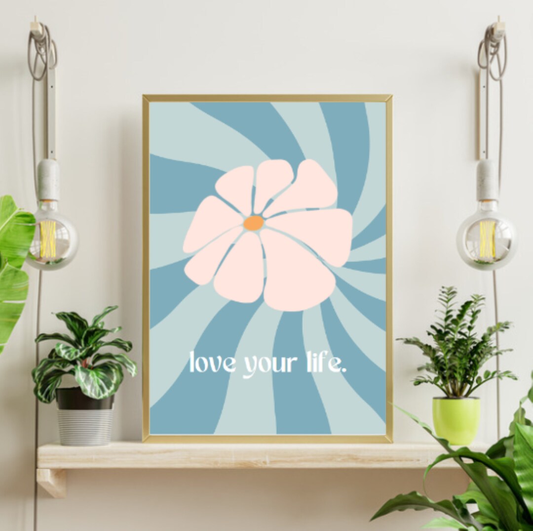 Groovy Plant Print Instant Download Print Positive Mindset Wall Art ...