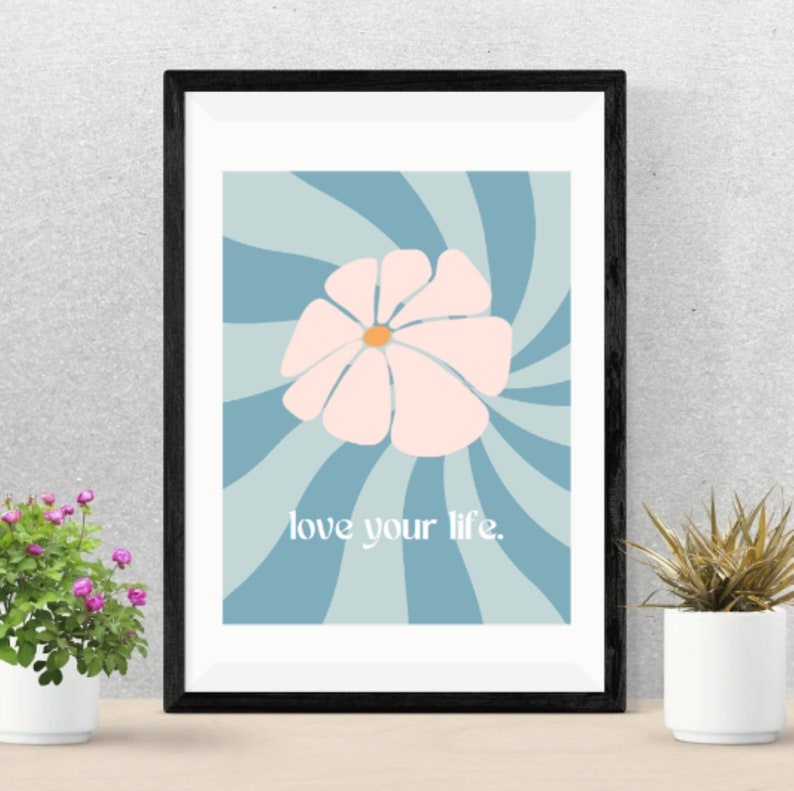 Groovy Plant Print Instant Download Print Positive Mindset Wall Art ...