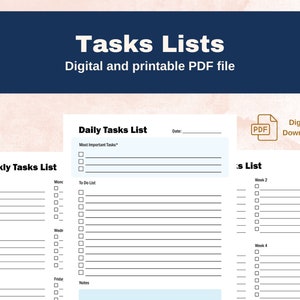 Digital Tasks List for Goodnotes Undated Letter, A5, and A4 Size Daily ...