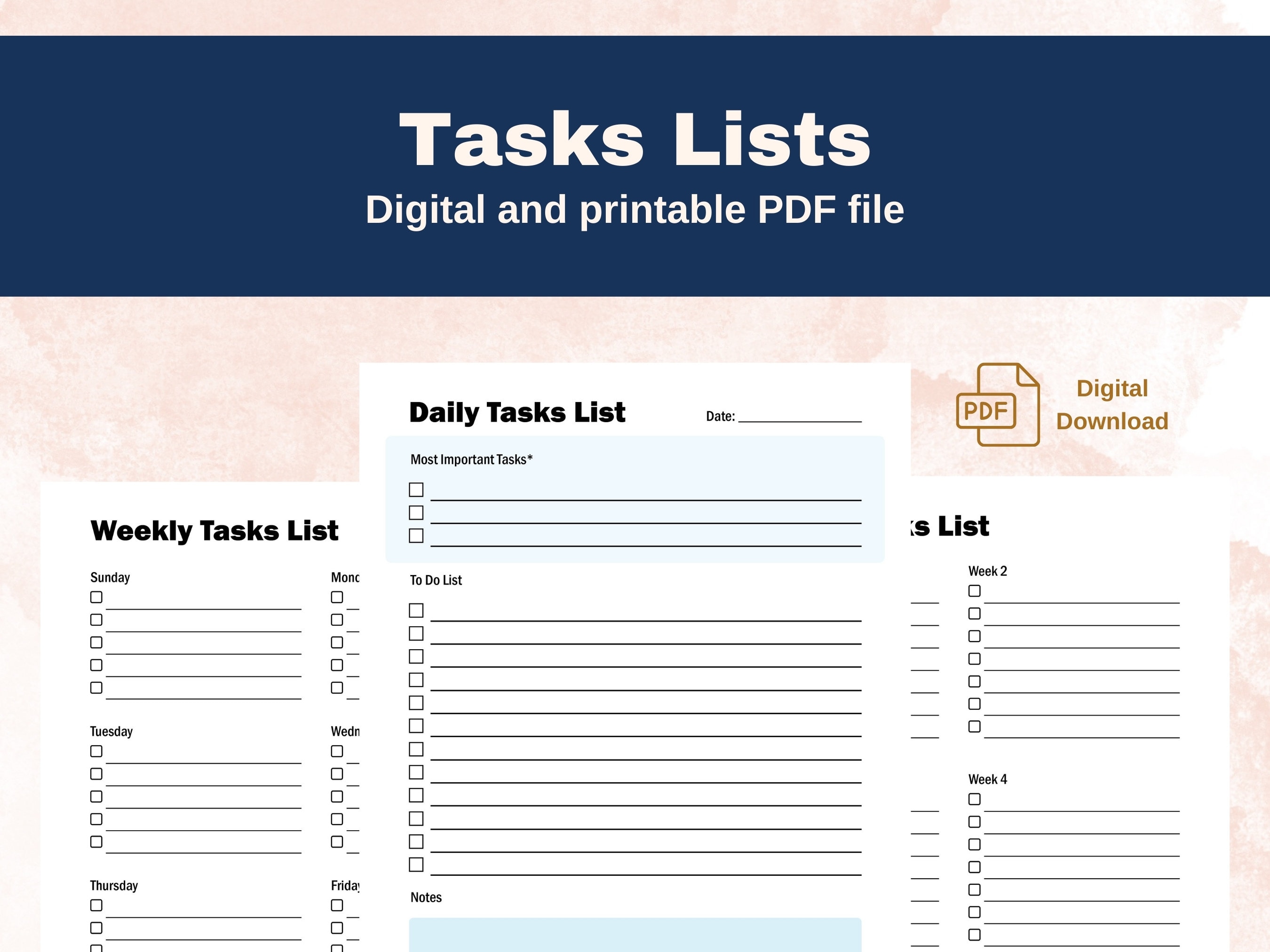 Digital Tasks List for Goodnotes Undated Letter, A5, and A4 Size Daily ...
