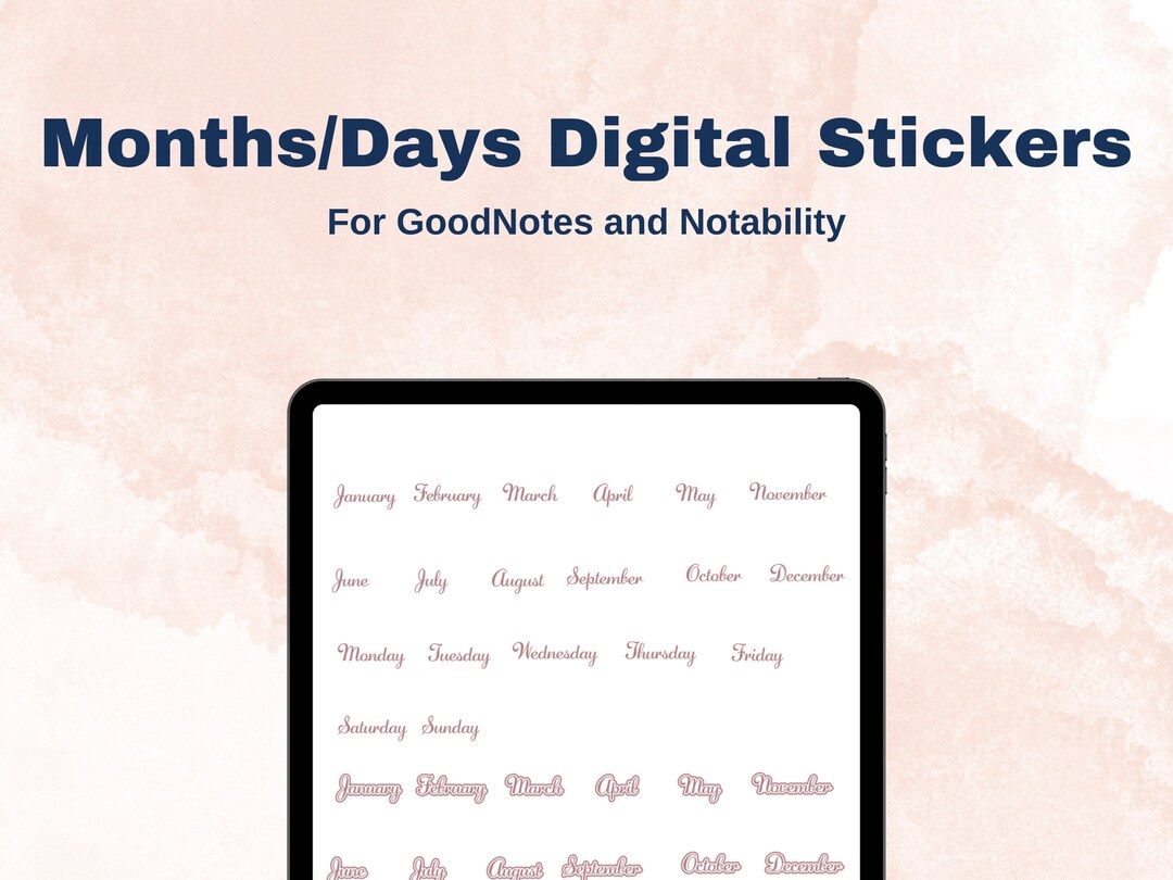 Months and Days of the Week Digital Stickers Goodnotes and Notability ...