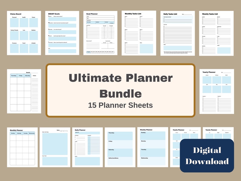 Letter Sized Ultimate Planner Bundle Goal Planner Daily, Weekly ...