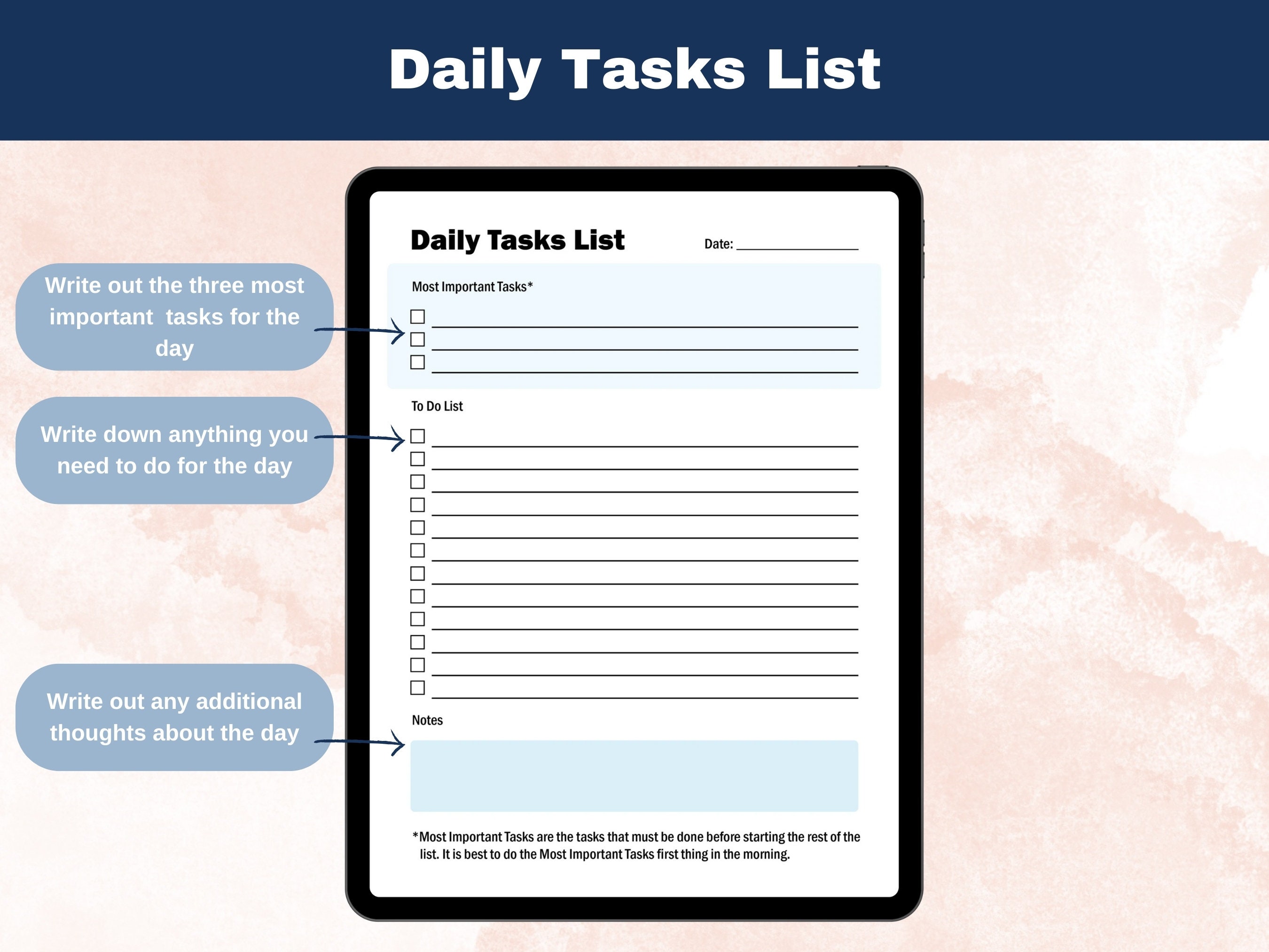 Digital Tasks List for Goodnotes Undated Letter, A5, and A4 Size Daily ...