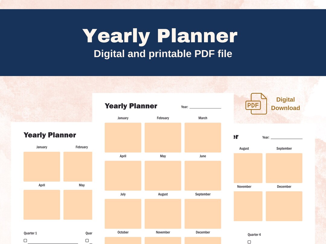 Digital Yearly Planner for Goodnotes and Print Undated A5, Letter, and ...