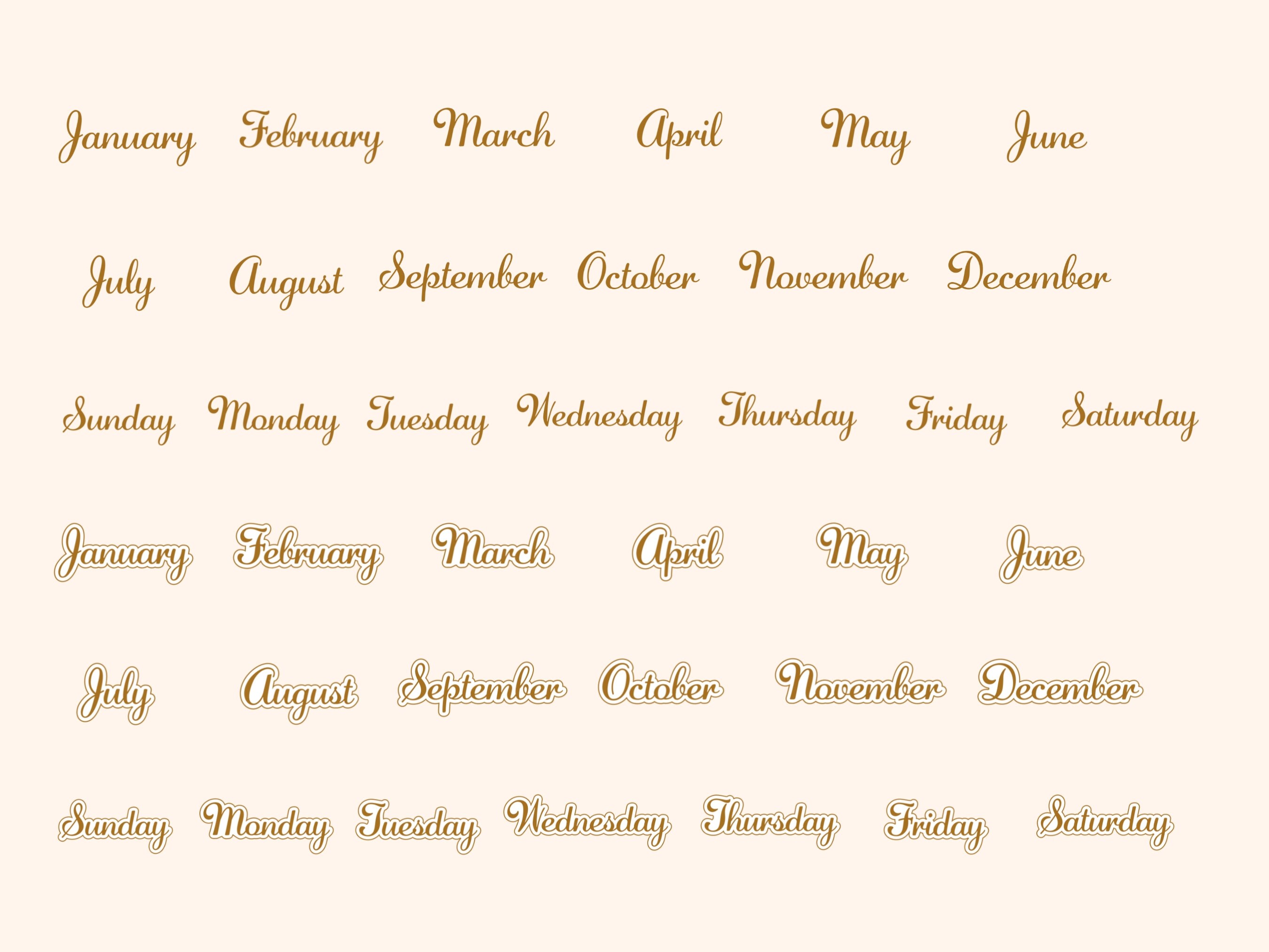 Months and Days of the Week Digital Stickers Goodnotes and Notability ...