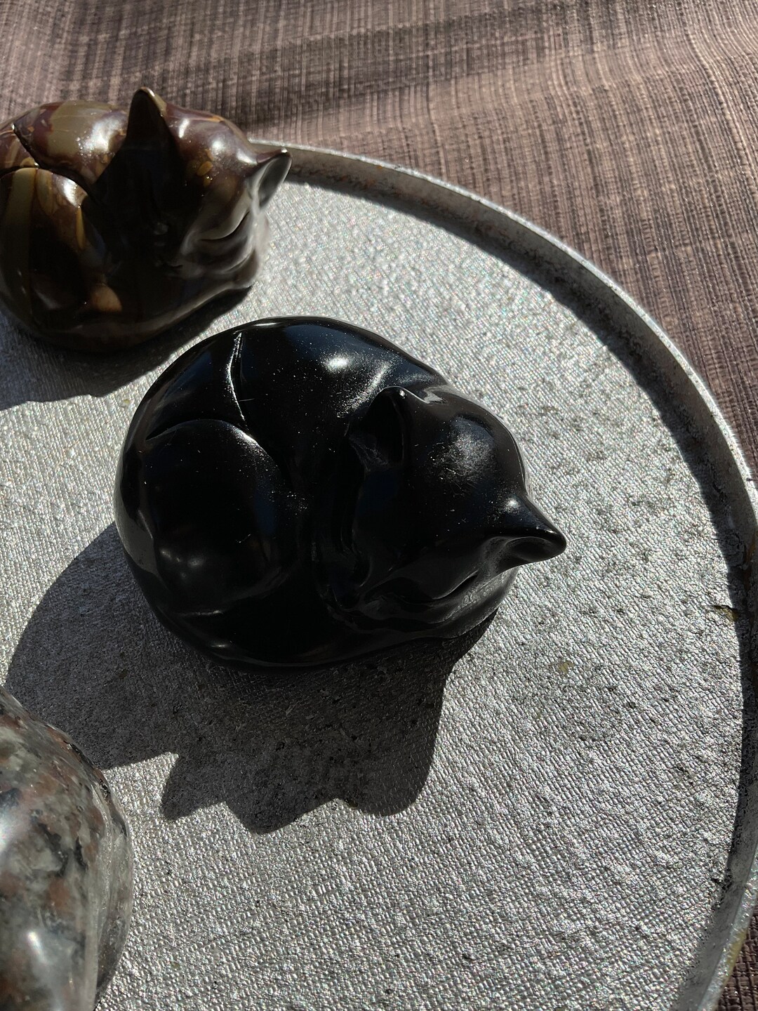 Silver Obsidian, Yooperlite, Fruit Jasper Crystal Sleeping Cat/crystal ...