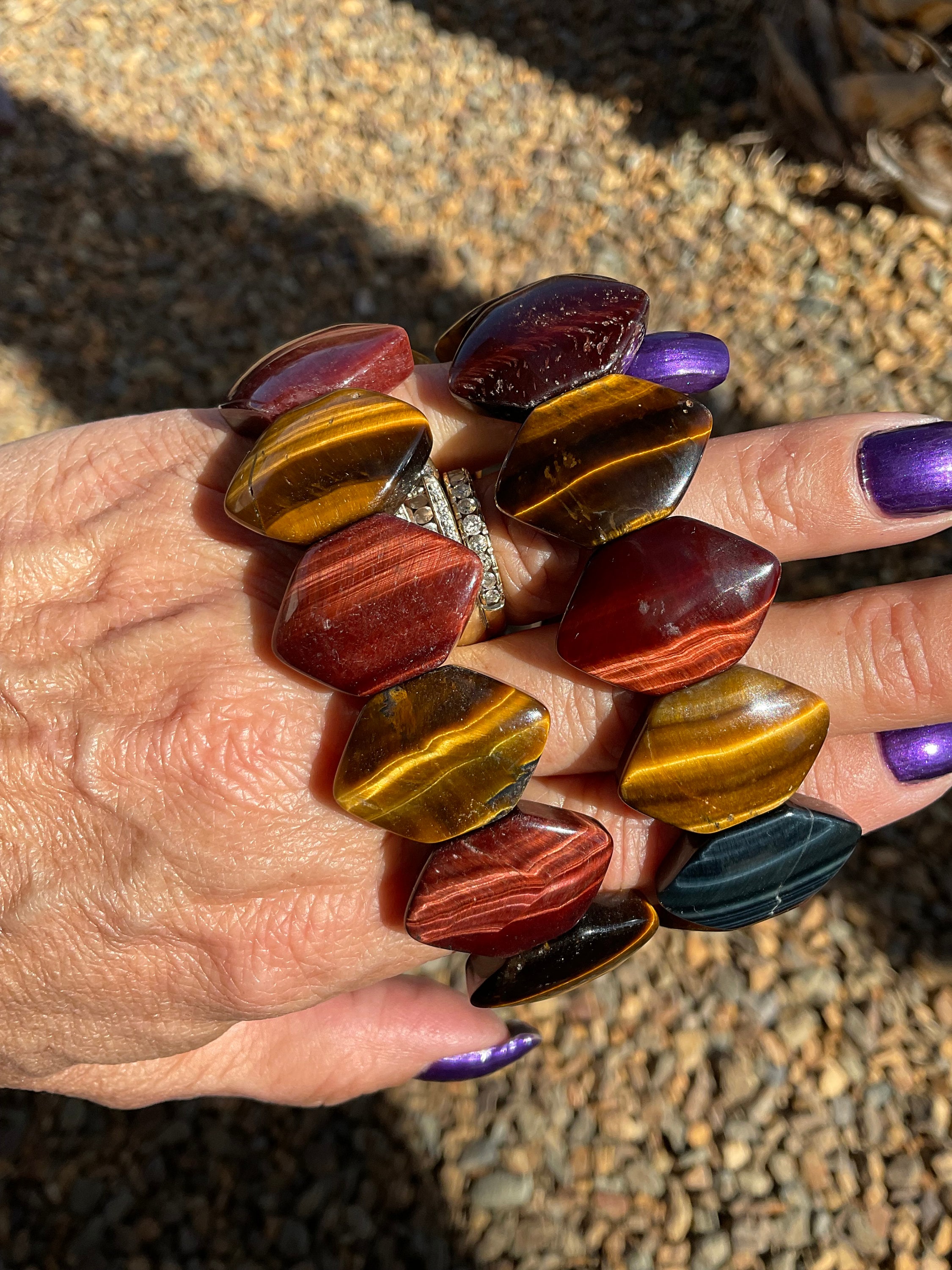 Tiger Eye Diamond Shaped Crystal Bangle Bracelet/tiger Eye Crystal ...