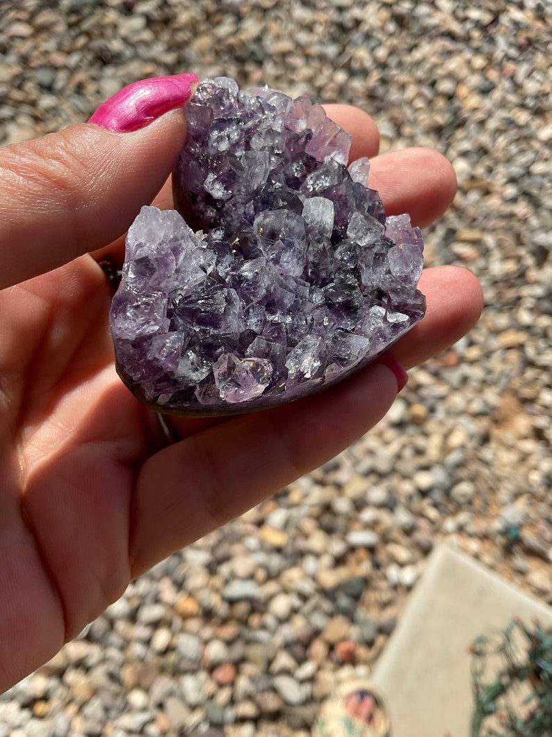 Dark Amethyst Crystal Heart Cluster/crystal Gift/housewarming Gift/home ...