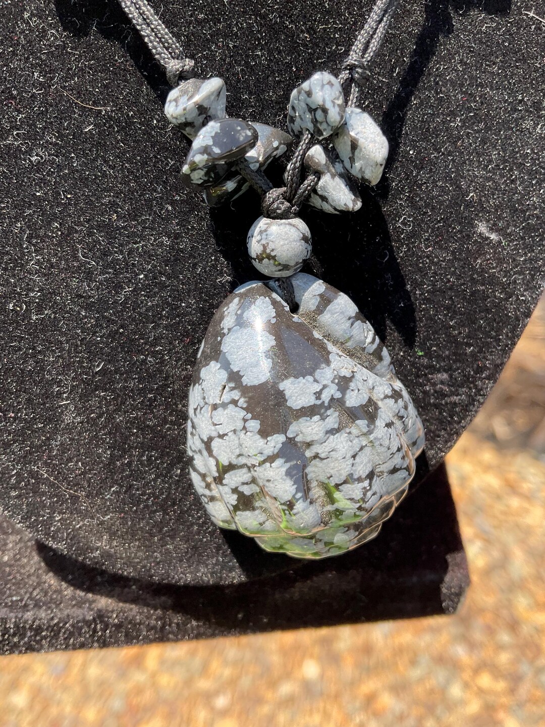 Snowflake Obsidian Shell Shaped and Chip Necklace/snowflake Obsidian ...
