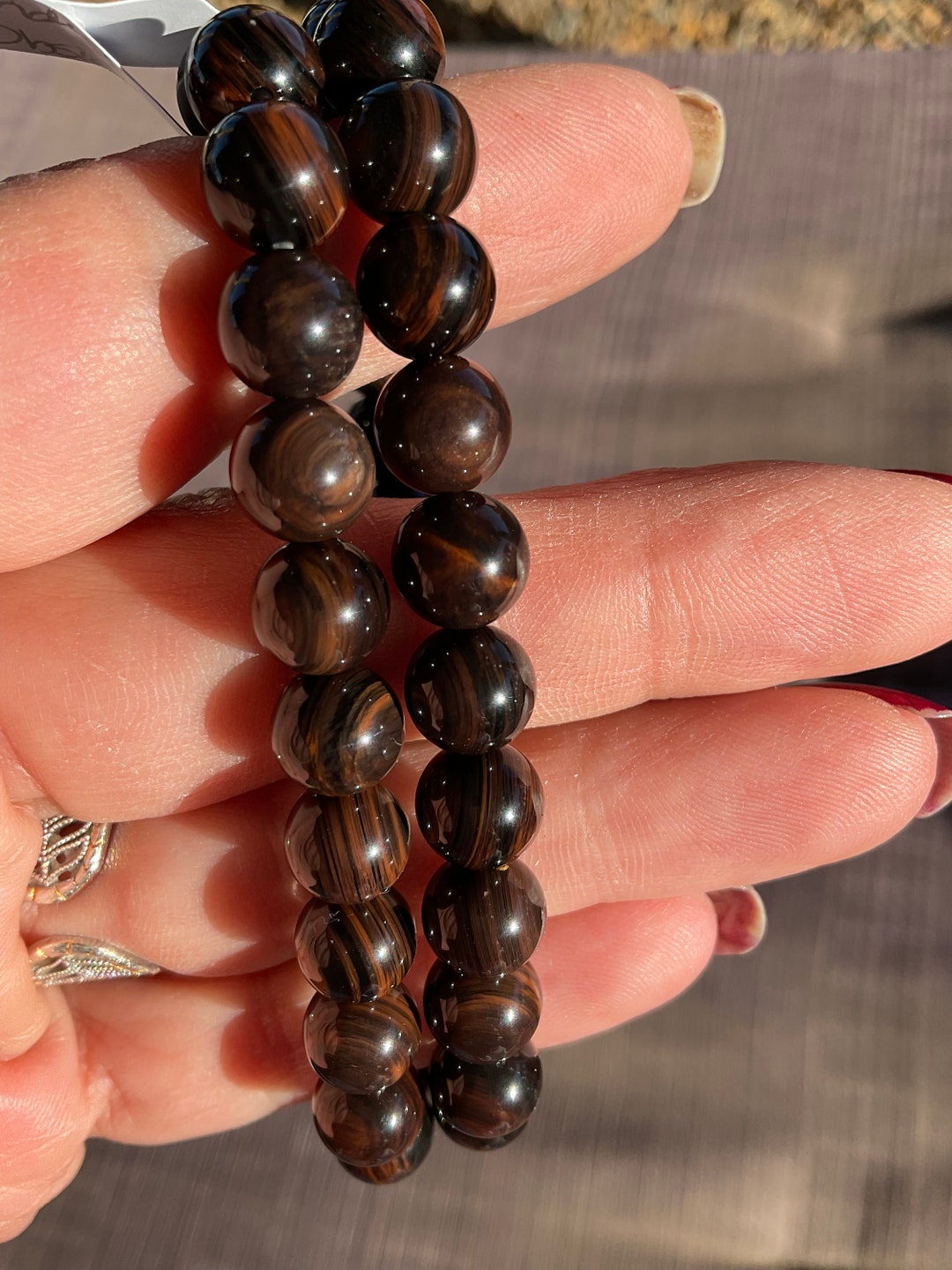 Banded Obsidian Crystal Beaded Bracelet/banded Obsidian Crystal Jewelry ...