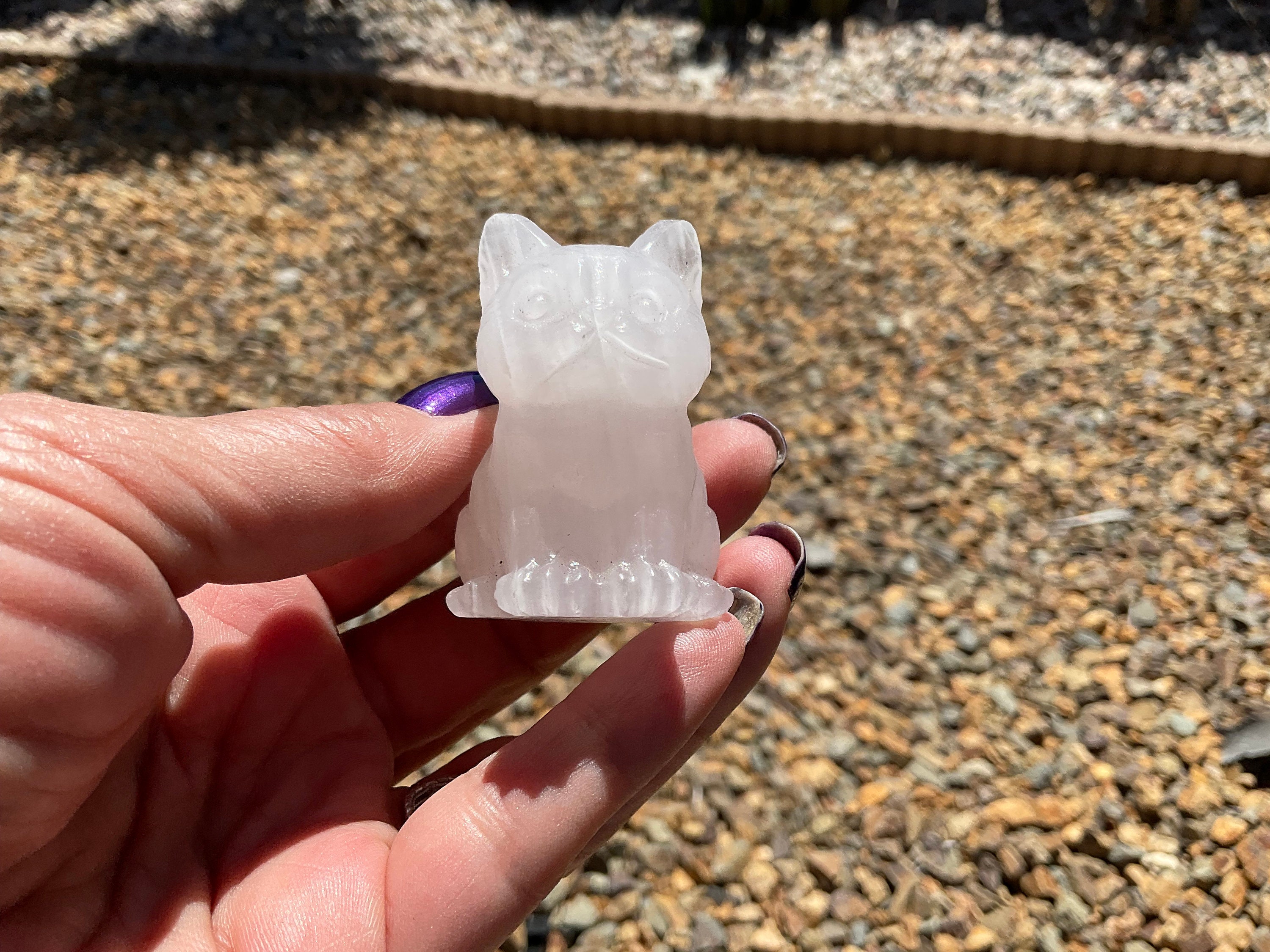 Pink Calcite Mangano Calcite Kitty Crystal Carving/pink Calcite Cat ...
