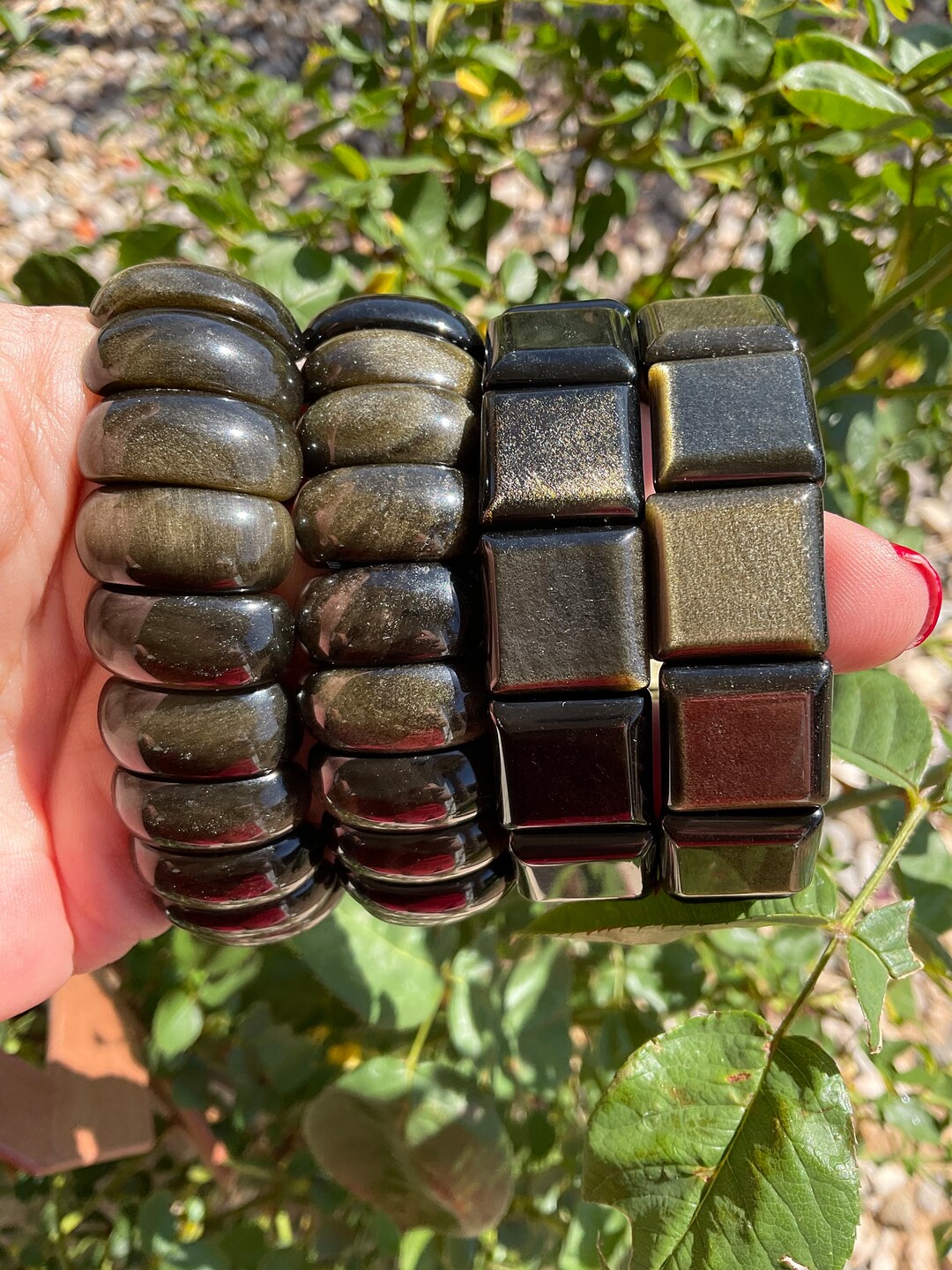 Gold Sheen Obsidian Bangle Bracelet: Square or Claw Crystal Jewelry - Etsy