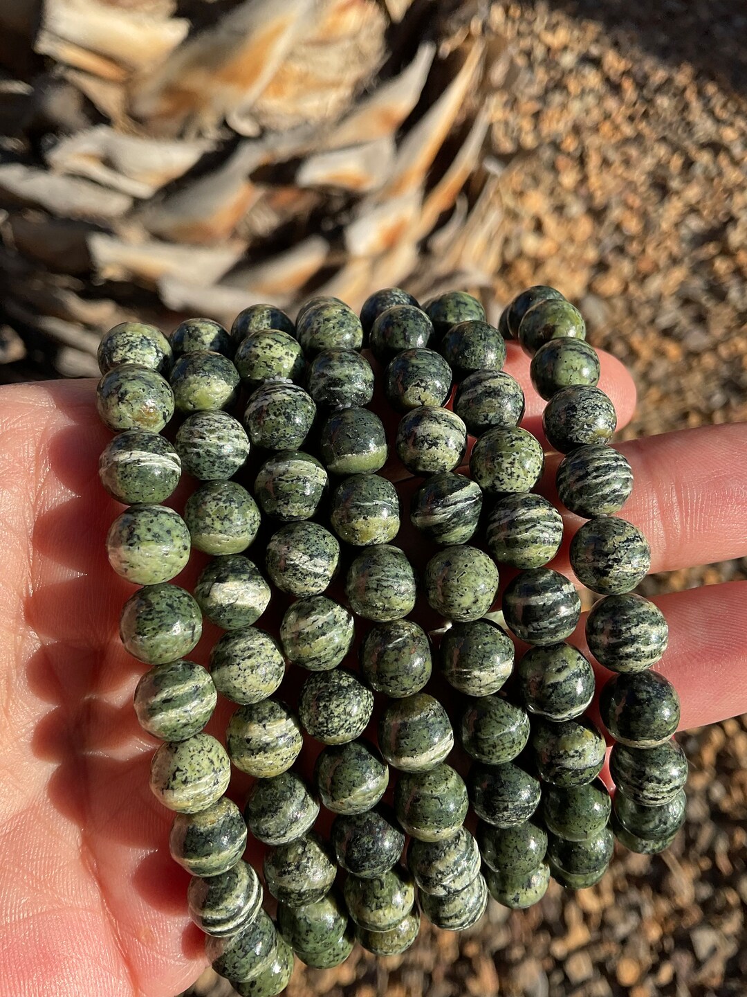 Green Zebra Jasper Chysotile Serpentine Crystal Bracelet/crystal ...