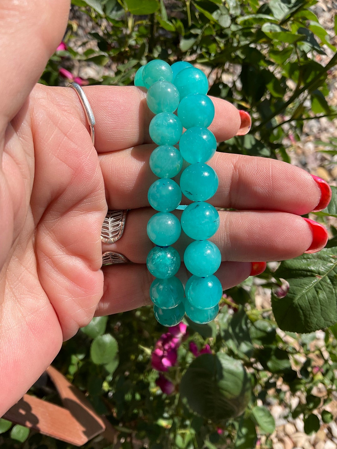 Ice Amazonite Crystal Beaded Bracelet/ice Amazonite Crystal Jewelry - Etsy