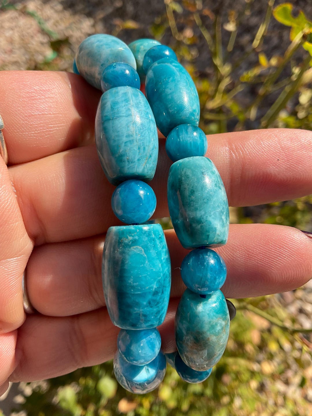 Apatite Barrel Shaped Beaded Bracelet/apatite Crystal Jewelry - Etsy