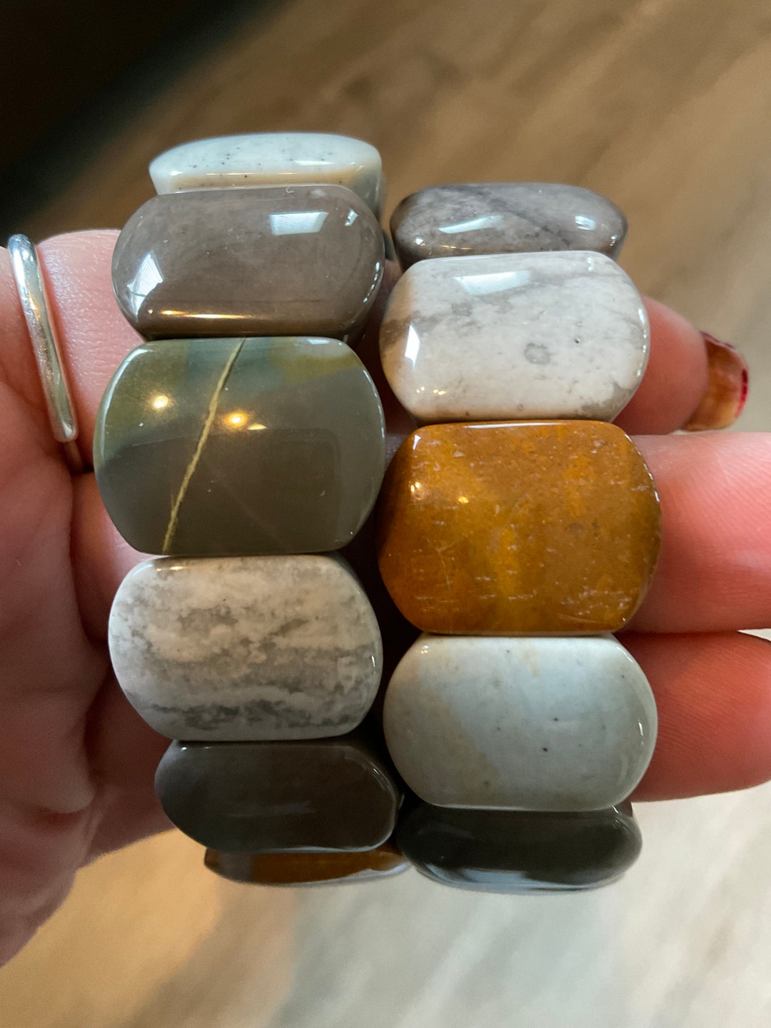 Alashan Agate Crystal Bracelet: Colorful Gemstone Bangle - Etsy