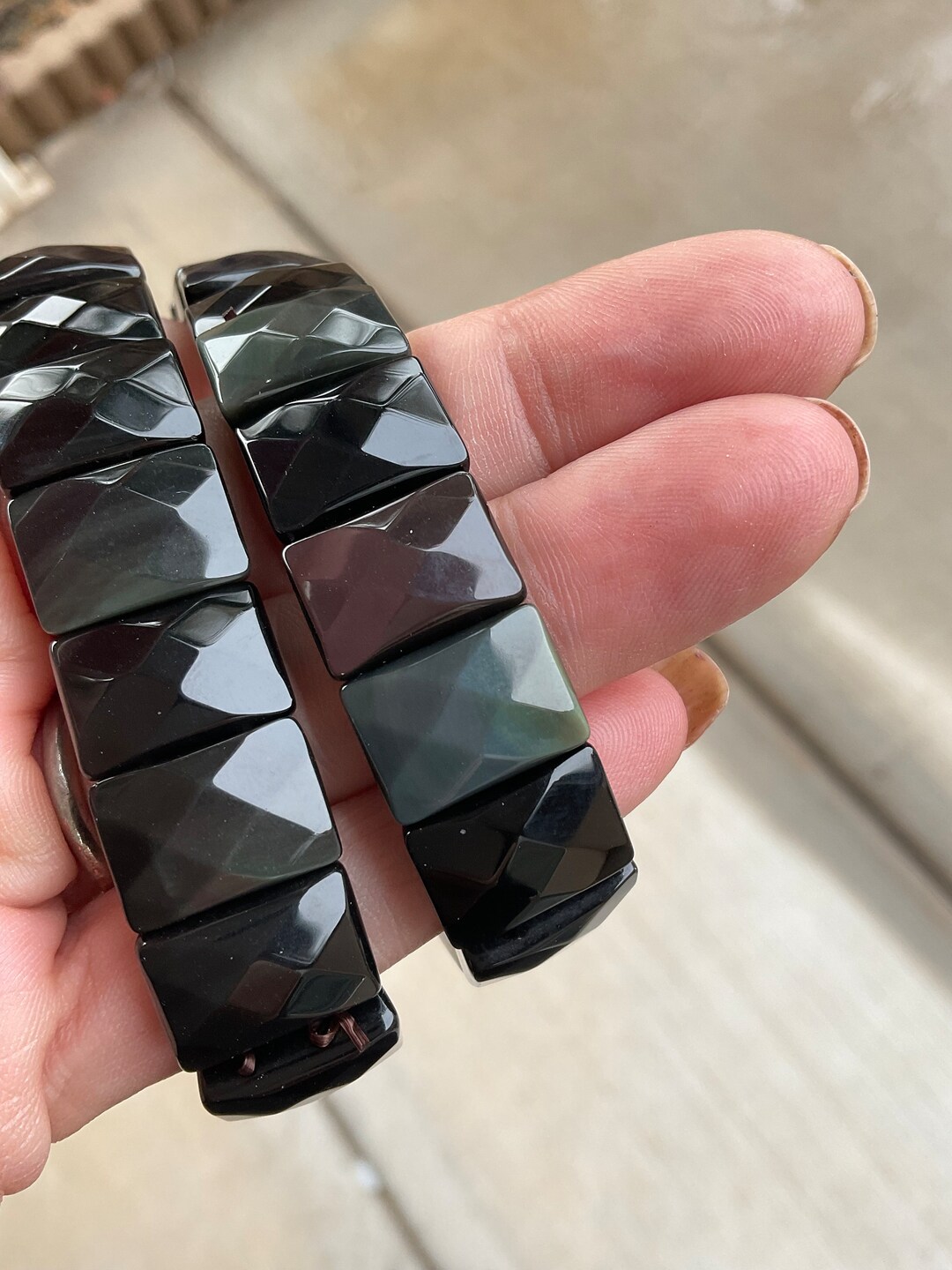Faceted Rainbow Obsidian Soft Bangle Crystal Bracelet/crystal Jewelry ...