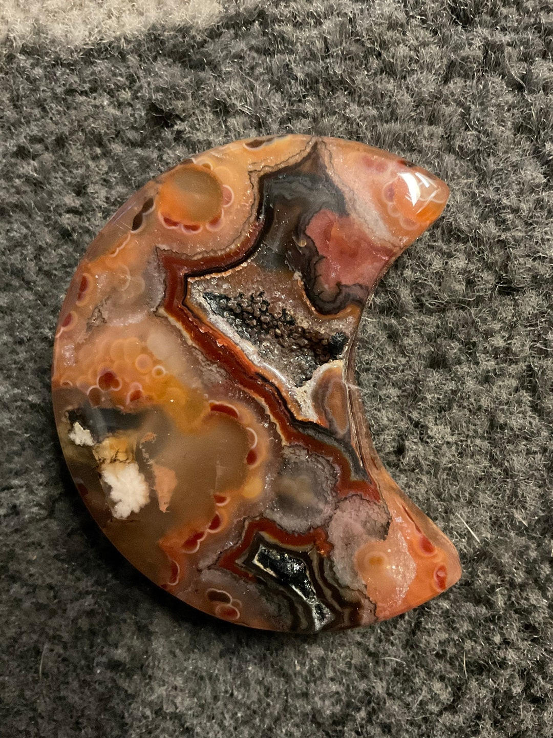 Flower Agate Moon, Crystal Carving, Crystal Gift, Druzy Moon, Home ...