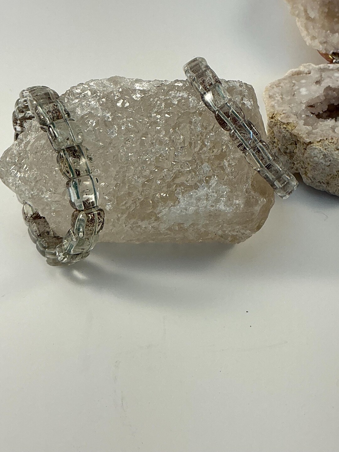 Garden Quartz Square Shape Gemstone Bangle Style Bracelet/ Lodolite ...