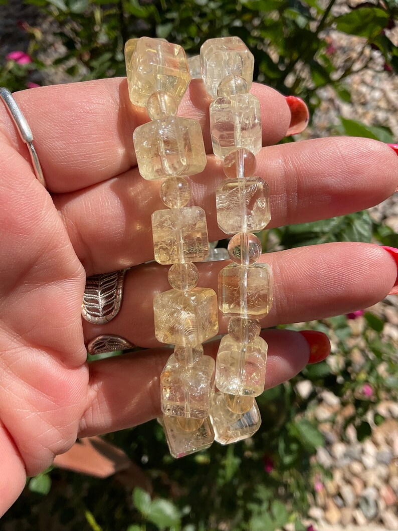 Citrine Cube Shaped Crystal Bracelet/citrine Crystal Jewelry - Etsy