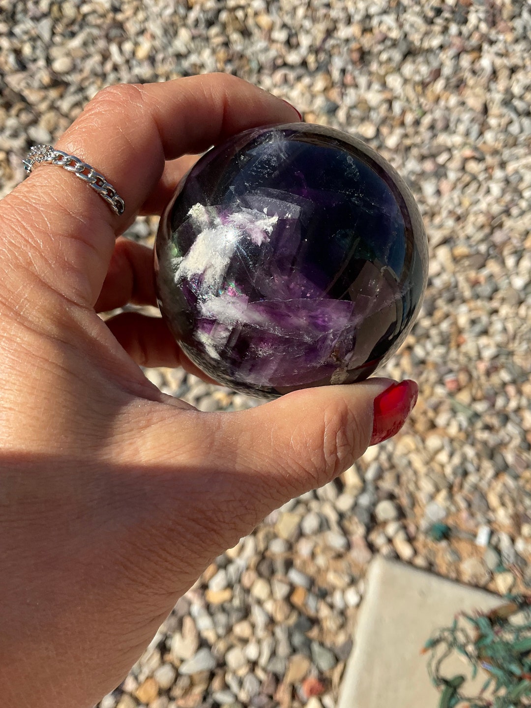 Purple Feather Fluorite Sphere/rainbow Purple Fluorite/home Decor ...