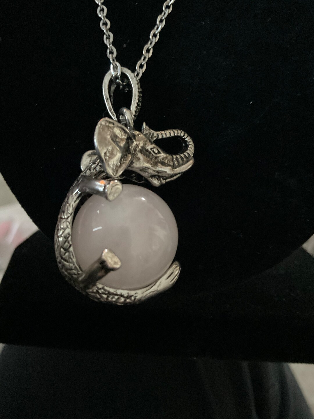 Rose Quartz Spinner Crytsal Sphere Under Elephant Shaped Pendant ...