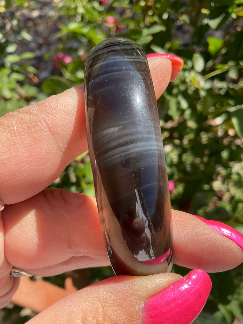 Banded Obsidian Bangle Bracelet: Grounding Crystal Jewelry (64.5mm) - Etsy