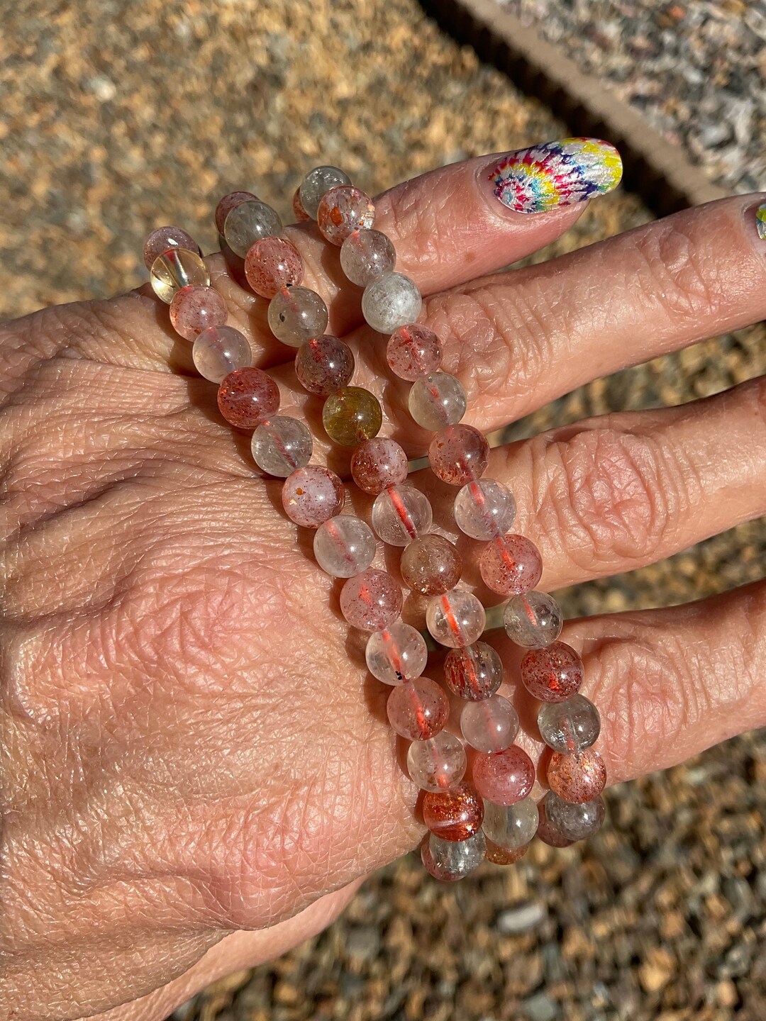 Arusha Sunstone Triple Layer Crystal Beaded Bracelet or Necklace ...