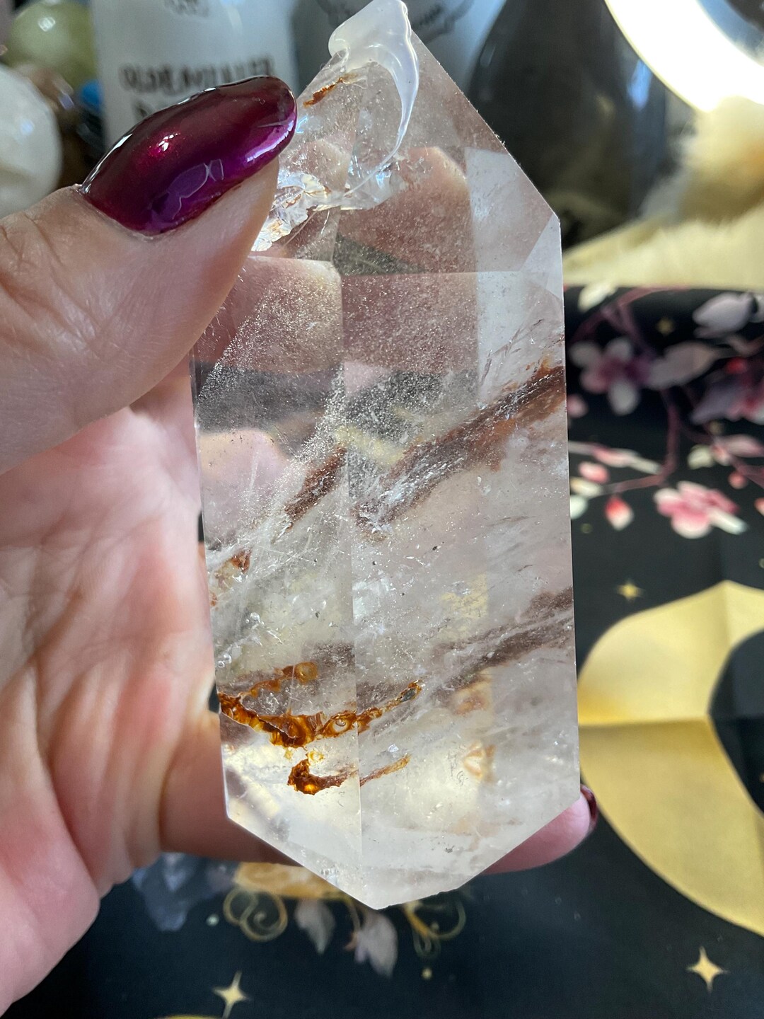 Red Garden Quartz Crystal Tower: Clear Quartz With Mineral Inclusions ...