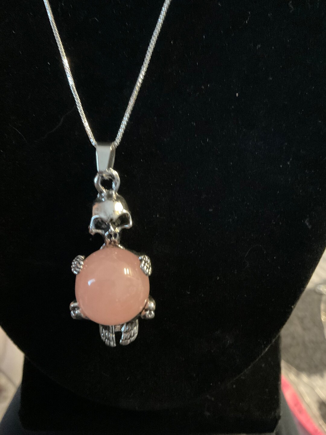 Rose Quartz Spinner Crystal Sphere Under Skeleton/crystal Jewelry Gift ...