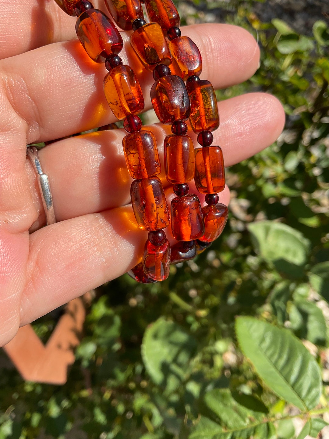 Blood Amber Barrel Shaped Stone Bracelet/blood Amber Stone Jewelry - Etsy