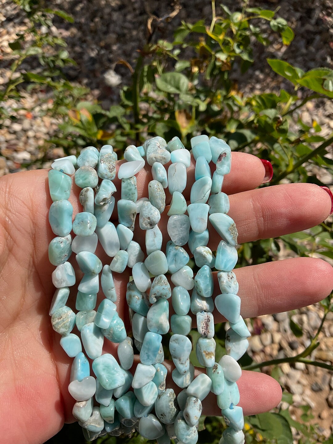 Larimar Crystal Chip Bracelet: Freeform Style, Natural Stone - Etsy