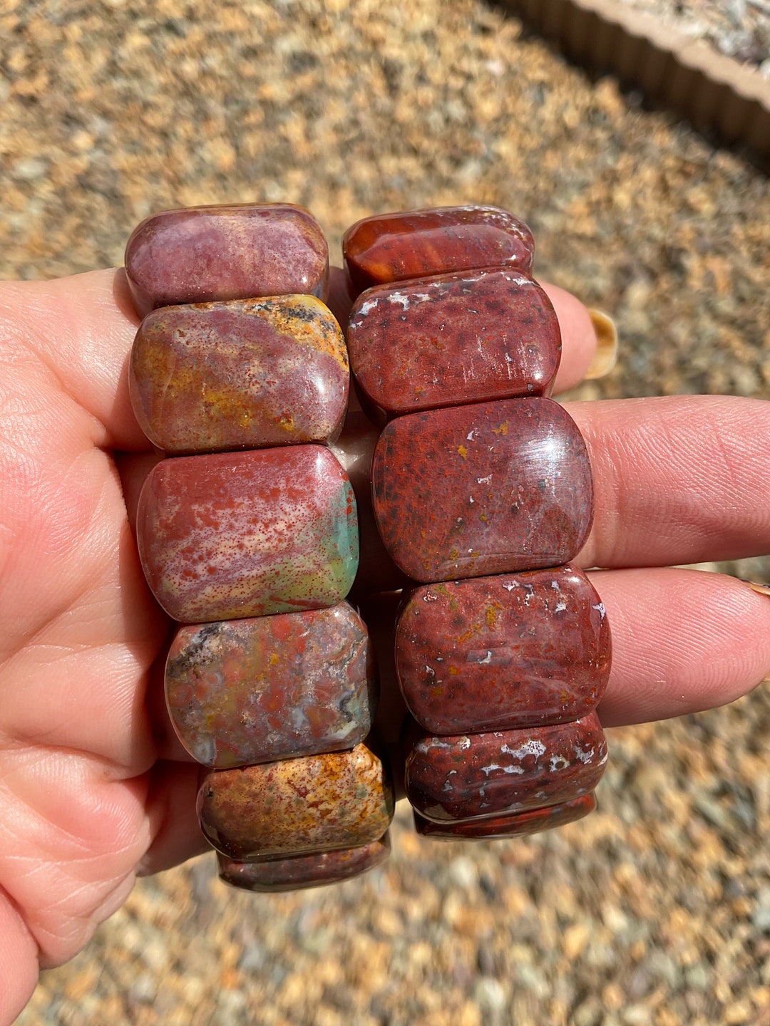 Red Ocean Jasper Bangle Bracelet/ocean Jasper Crystal Jewelry Gift - Etsy