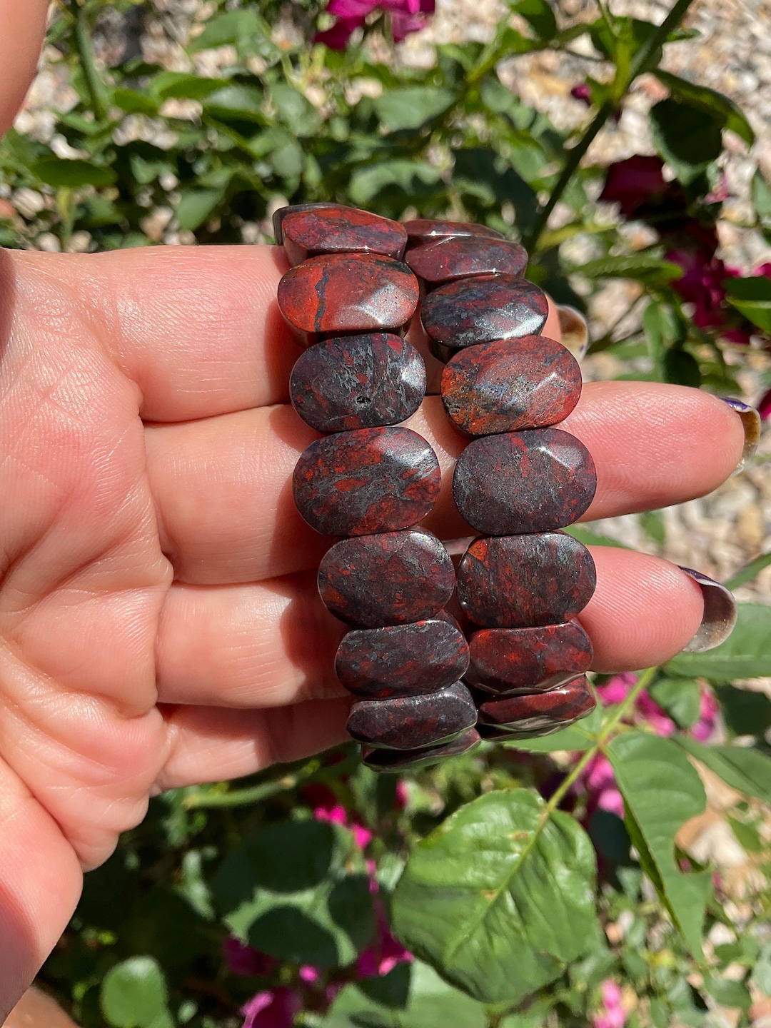 Chicken Bloodstone Crystal Faceted Bangle Bracelet/chicken Blood Stone ...