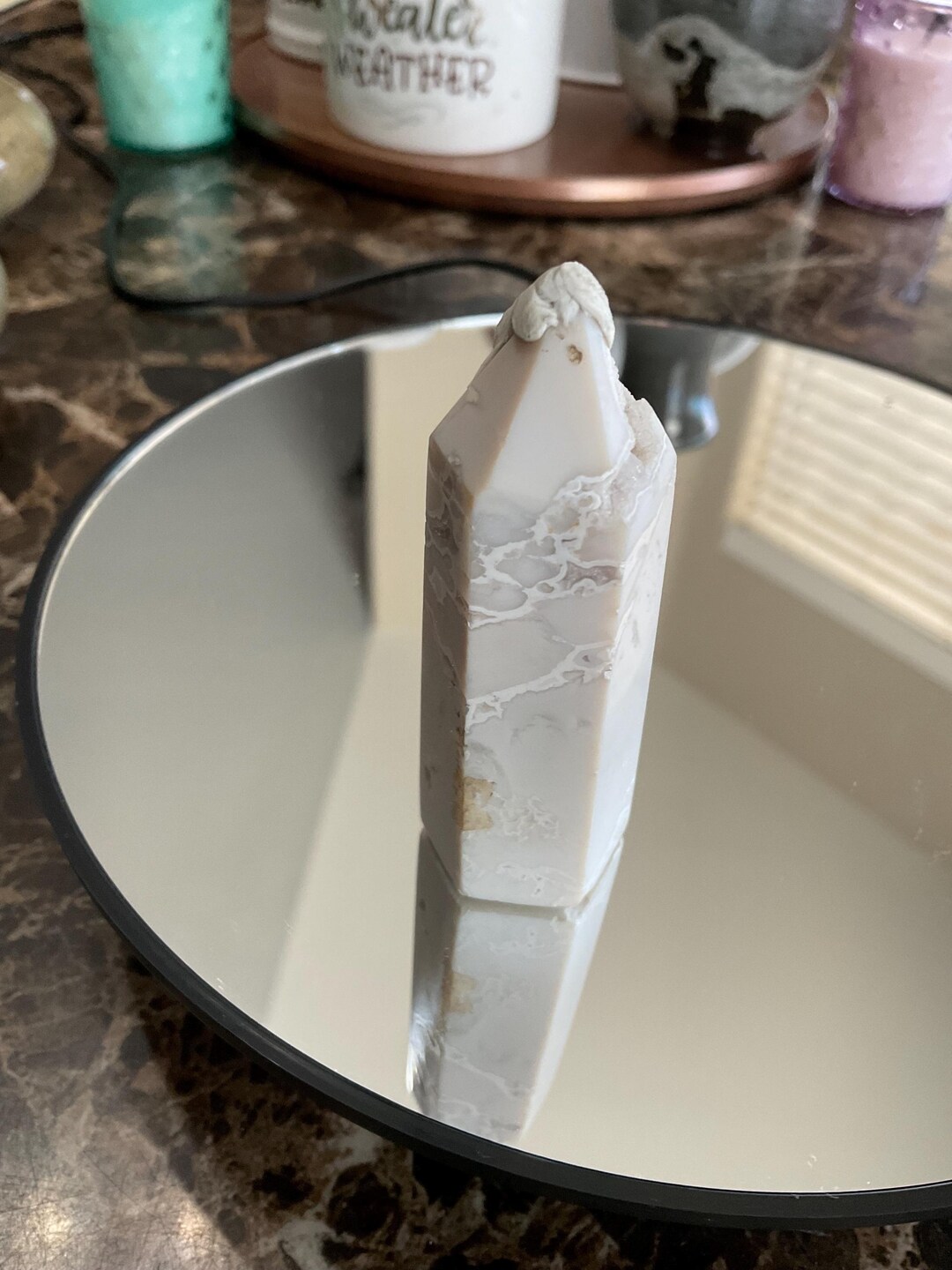 White Lace Agate Crystal Tower: Sparkle Druzy Home Decor - Etsy