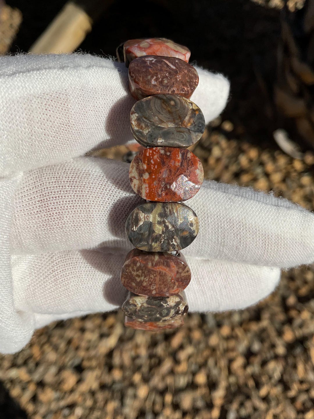 Money Agate Faceted Oval Shape Gemstone Bracelet/ Money Agate Jewelry ...